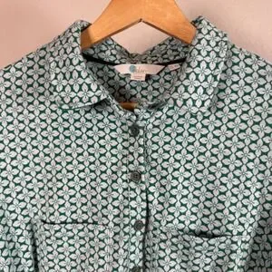 Boden | Dresses | Boden Green White Geometric Floral Cotton Jersey ...